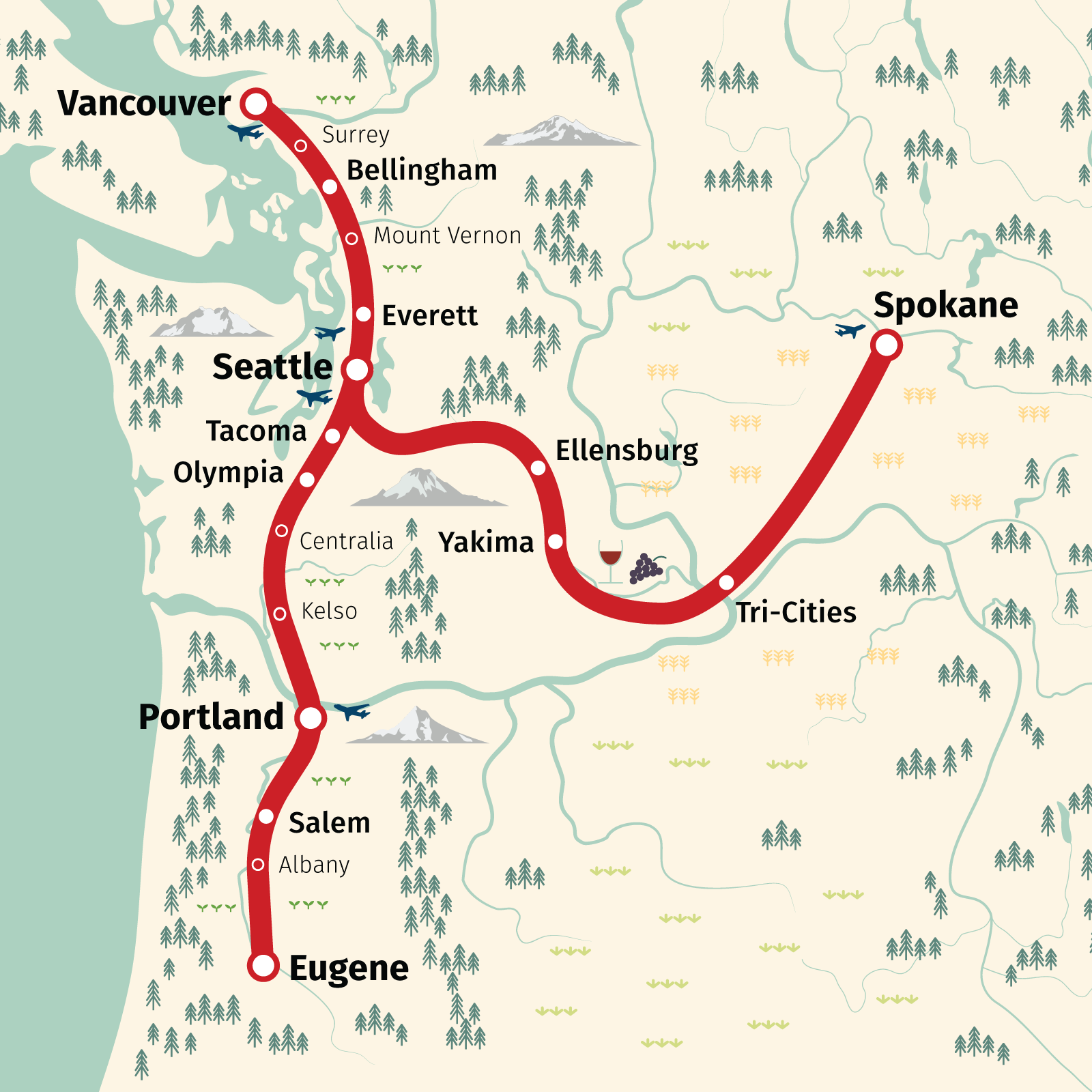 Cascadia Rail Map | Sanjorn